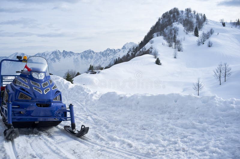 Snowmobile on snow stock photo. Image of lifestyle, tourist - 45944260