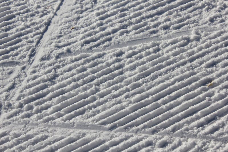 Snowmobile Track Mark on the Snow Stock Photo - Image of blue, frost ...