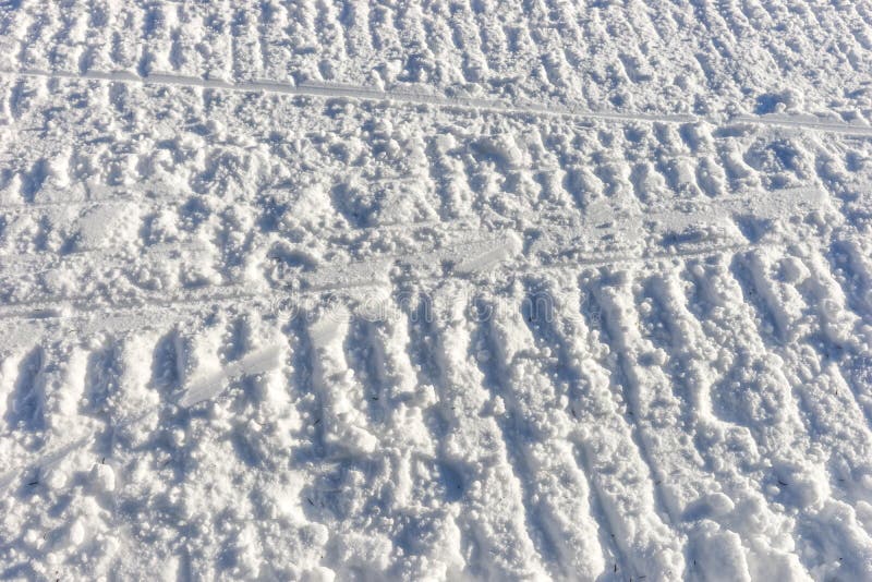Snowmobile Track Marks on the Snow Stock Image - Image of nature ...