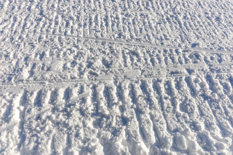 Snowmobile Track Marks on the Snow Stock Photo - Image of tire, pattern ...
