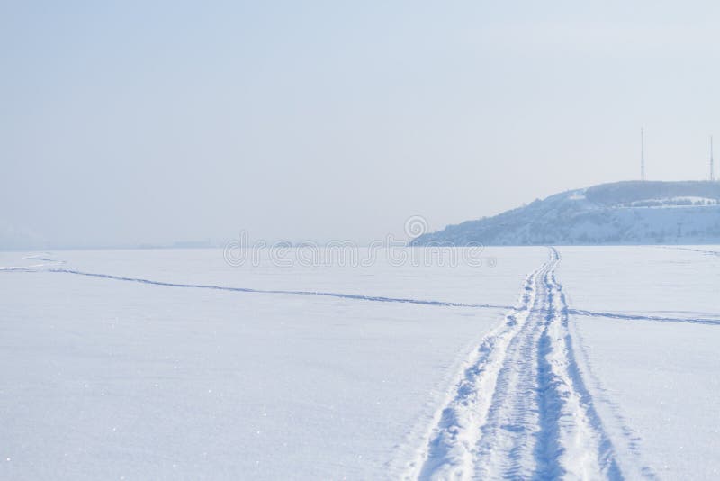 Snowmobile Track Marks on the Snow Stock Image - Image of sunlight ...
