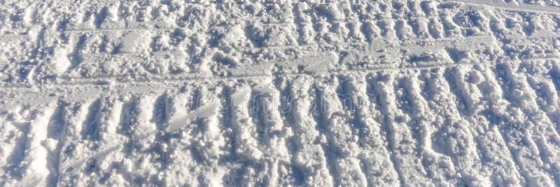 Snowmobile Track Marks on the Snow.Panoramic Background Stock Photo ...