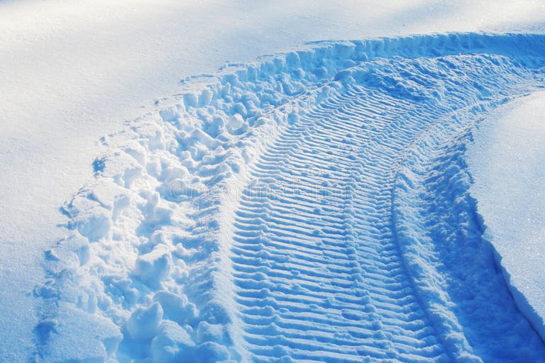 Snowmobile track on snow stock image. Image of crystal - 7119767
