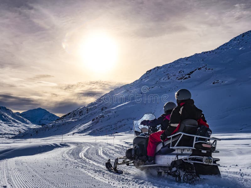 Snowmobile on a Trail in the Italian Alps Stock Image - Image of action ...