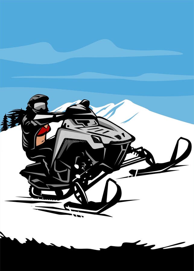 Snowmobile Silhouette Mountain Stock Illustrations – 532 Snowmobile ...
