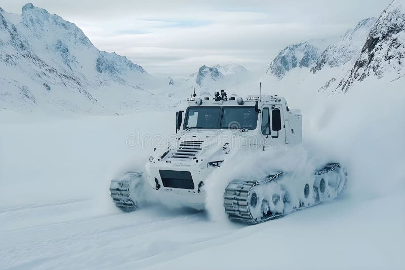 Snowmobile Traverses Snowy Mountains in Remote All-terrain Adventure ...