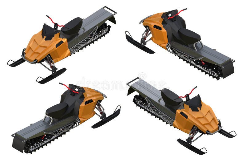 Snowmobile. Types of Equipment from Different Sides. 3d Rendering ...
