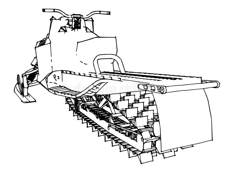Snowmobile. Vector Illustration in a Hand-made Style. Types of ...
