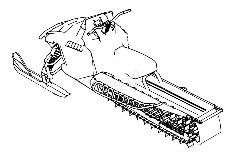 Snowmobile. Vector Illustration in a Hand-made Style. Types of ...