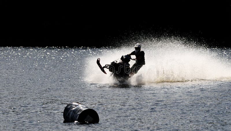 Snowmobile on water editorial stock image. Image of speed - 10804599