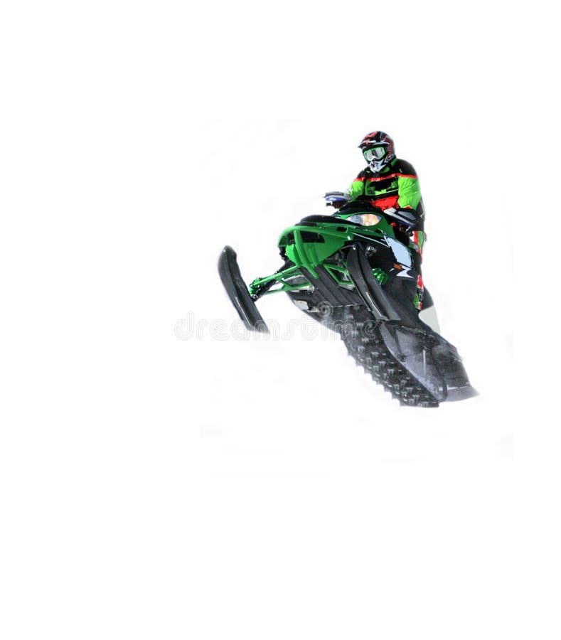 Flying High on a Snowmobile Rider Against the Sky Stock Photo - Image ...
