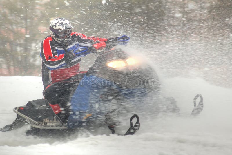 Snowmobile action shot stock photo. Image of snow, trails - 1342242