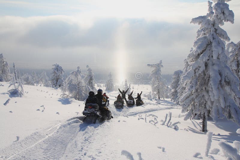 Snowmobile action shot stock photo. Image of snow, trails - 1342242