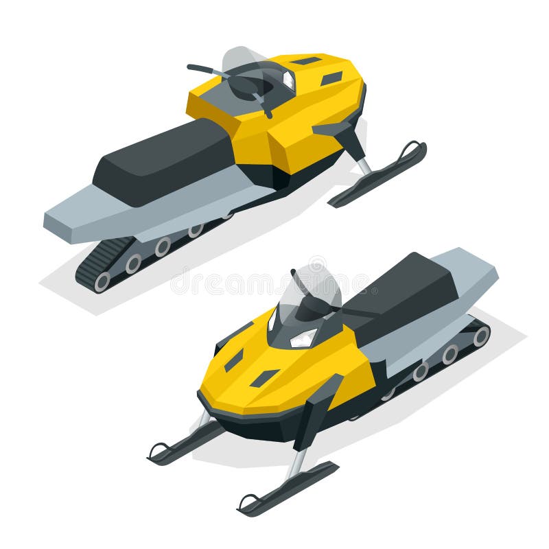 Man Riding Snowmobiles. Race in Winter Season Concept in Cartoon ...