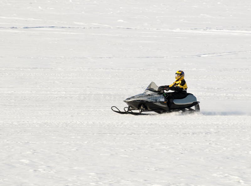 Snowmobile action shot stock photo. Image of snow, trails - 1342242