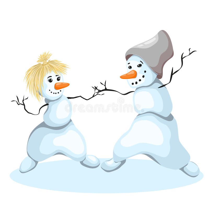 Cute Dancing Snowmen in Winter Stock Vector - Illustration of girl ...