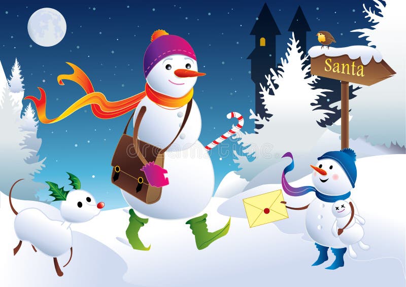Snowpostman - Letter To Santa Claus Stock Vector - Illustration of ...