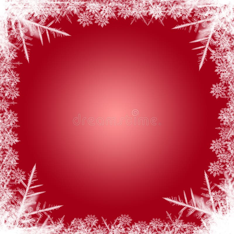 Red Background with Frame of Snowflakes and Stars, Vector Stock Vector ...