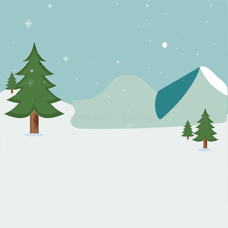 Snowscape Background with Xmas Trees, Mountains and Copy Stock ...