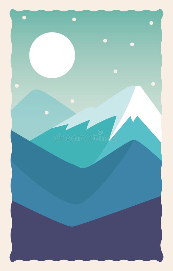 Snowscape Flat Scene with Snow and Mountains Stock Vector ...