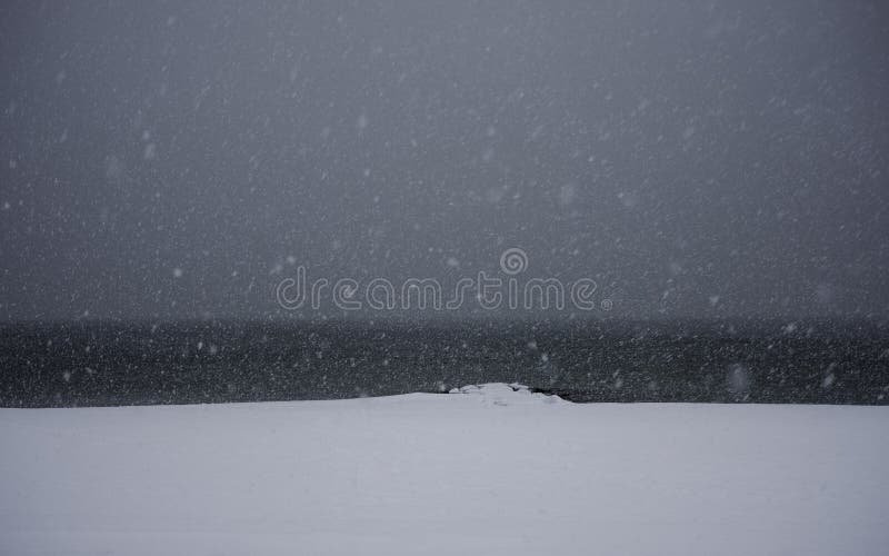 Snow on the Beach in the Atlantic Ocean Stock Image - Image of beach ...
