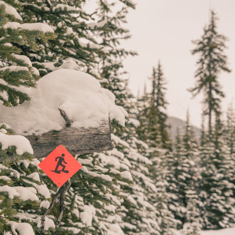 Snowshoe Sign in Winter stock photo. Image of sign, snowshoe - 120342852