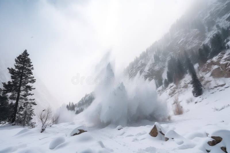 Snowstorm with Heavy Snowfall, Causing Avalanches To Tumble Down the ...