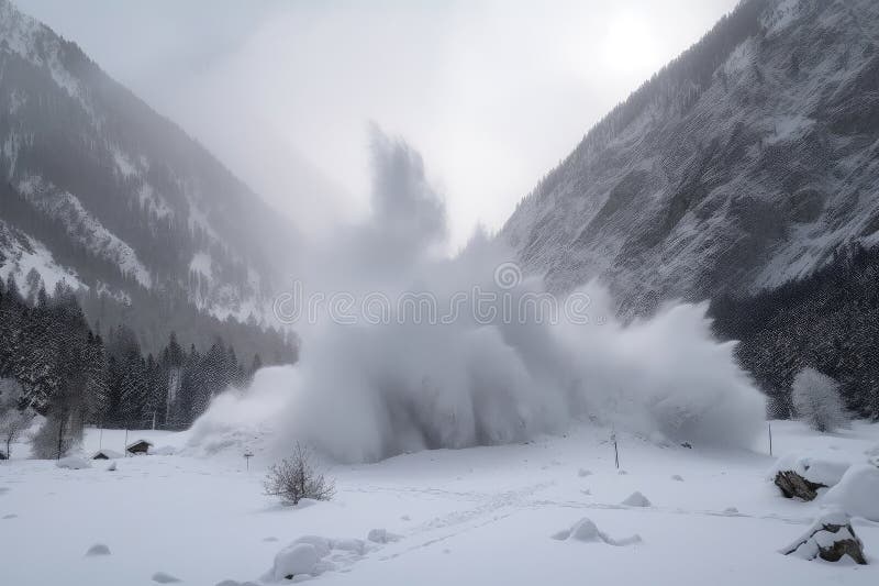 Snowstorm with Heavy Snowfall, Causing Avalanches To Tumble Down the ...
