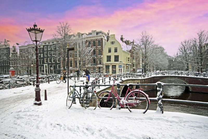 Snowy Amsterdam in the Netherlands in Winter Editorial Image - Image of ...