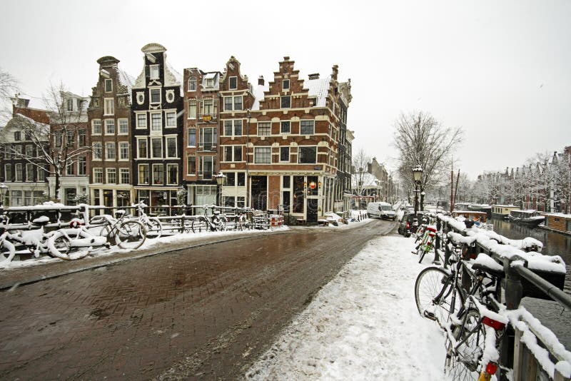 Snowy Amsterdam in the Netherlands Stock Image - Image of netherlands ...