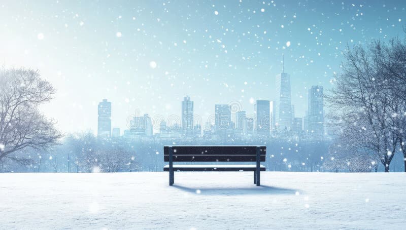 Snowy Bench Overlooking City Stock Illustrations – 12 Snowy Bench ...