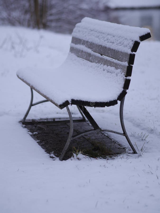 Snowy bench stock image. Image of trekking, snow, winter - 49699641