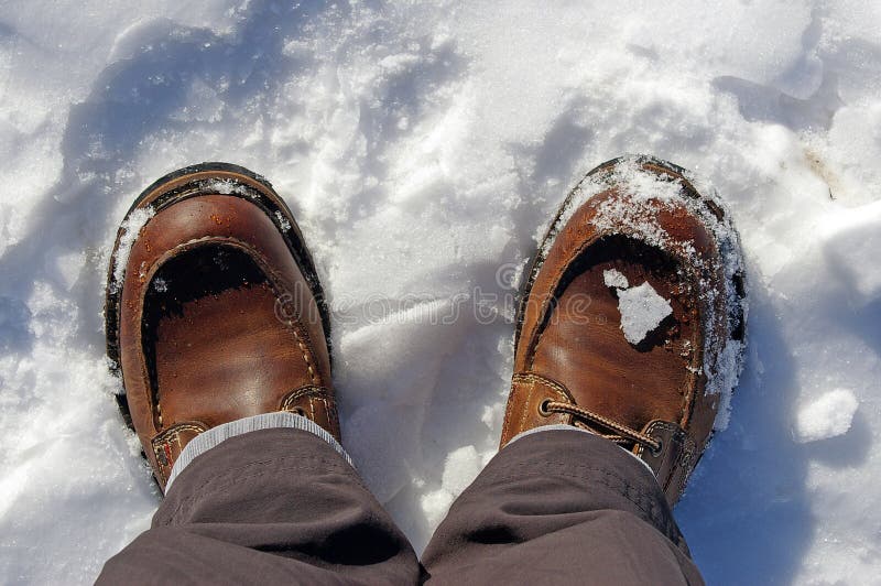 Snowy boots stock image. Image of iceland, snow, leather - 197839