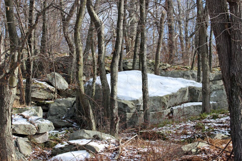 Snowy boulder stock photo. Image of stones, boulder, snow - 66167494