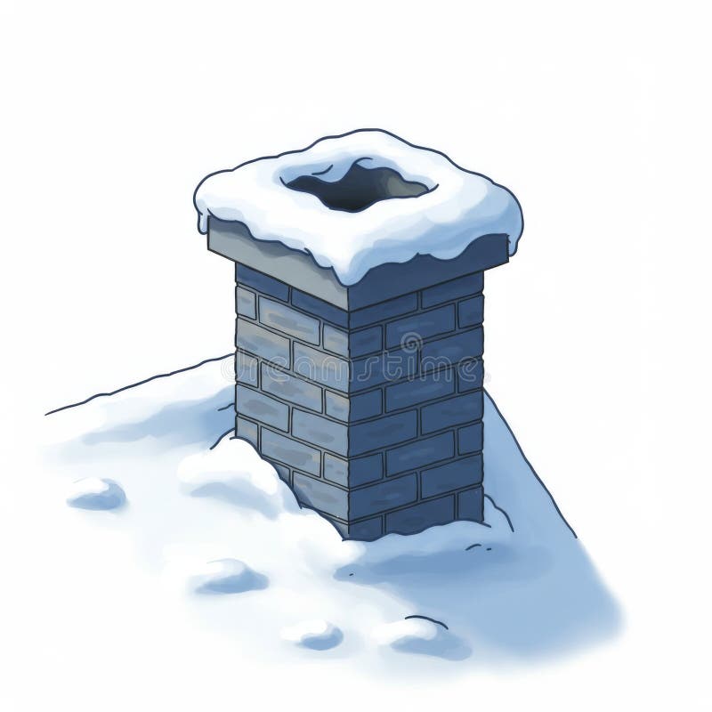 Snowy Brick Chimney on a Snow Covered Roof Stock Illustration ...