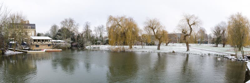 Snowy Cambridge, 2018 stock image. Image of pond, wind - 111126691