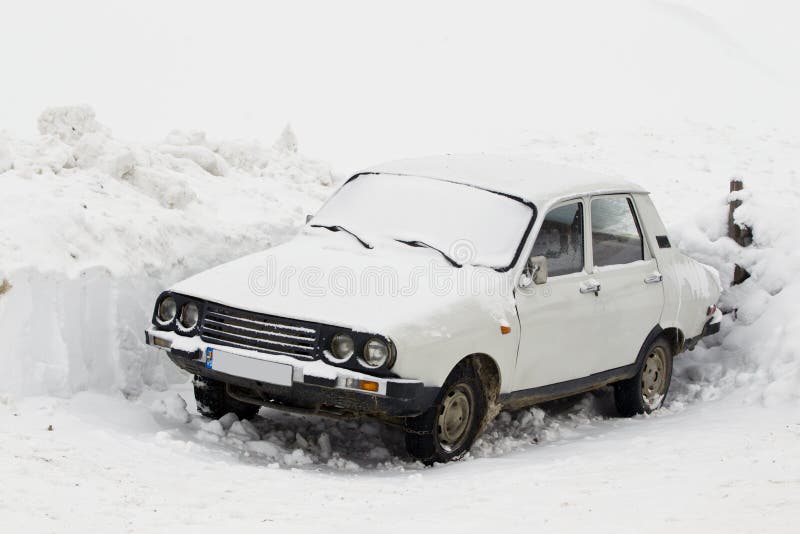 Snowy car stock photo. Image of urban, shovel, covered - 23550814