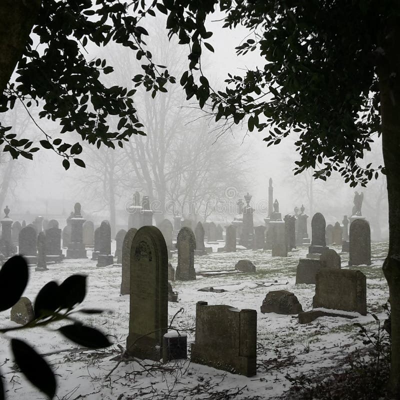 Snowy cemetery stock photo. Image of spooky, graves - 133356250