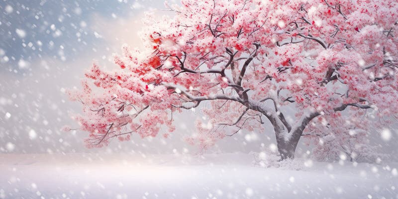 Snowy Cherry Blossom stock image. Image of blending - 305486929