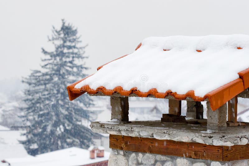 Snowy chimney stock image. Image of chimney, icicle, tile - 11595759