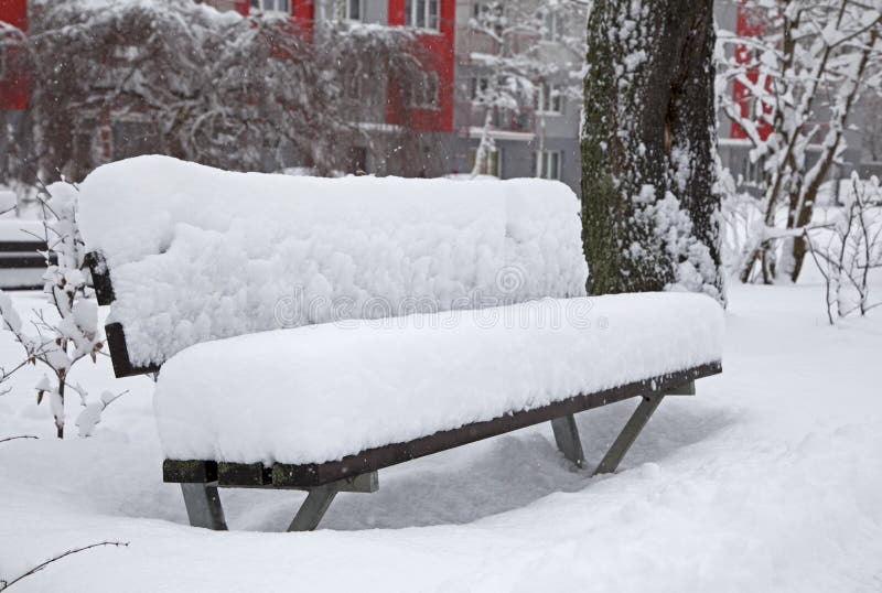 Snowy bench stock photo. Image of cold, specific, snow - 29149414