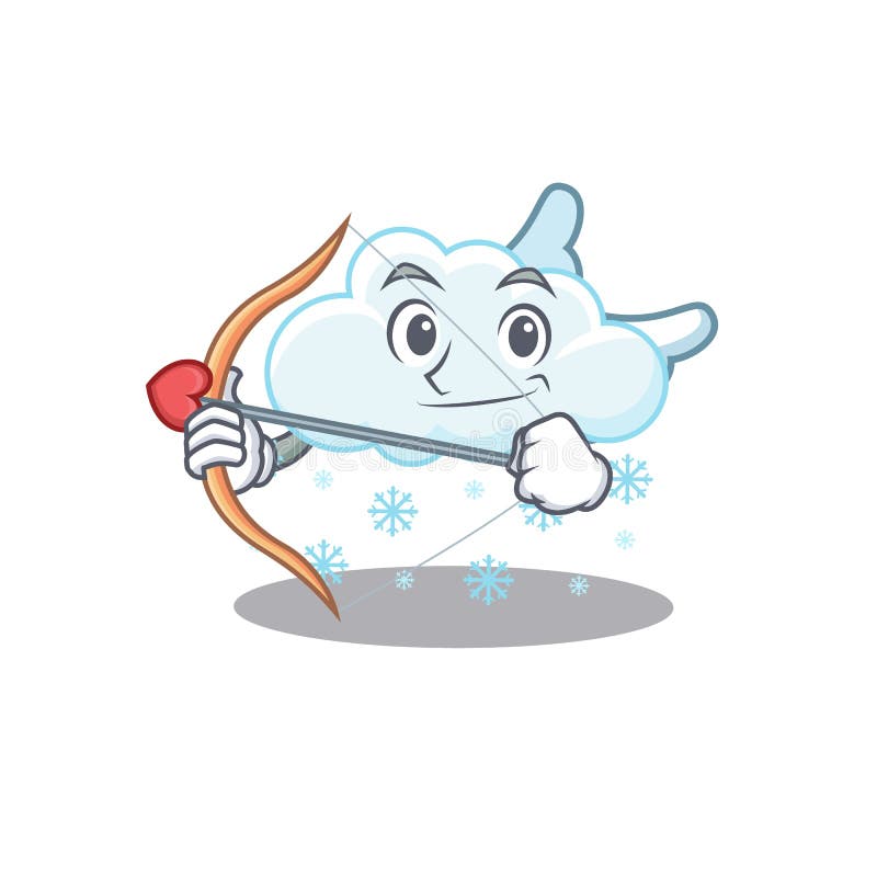 Snowy Cloud in Cupid Cartoon Character with Arrow and Wings Stock ...