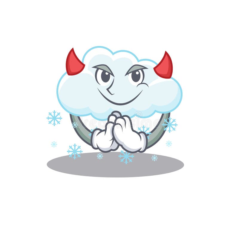 Snowy Cloud Dressed As Devil Cartoon Character Design Style Stock ...