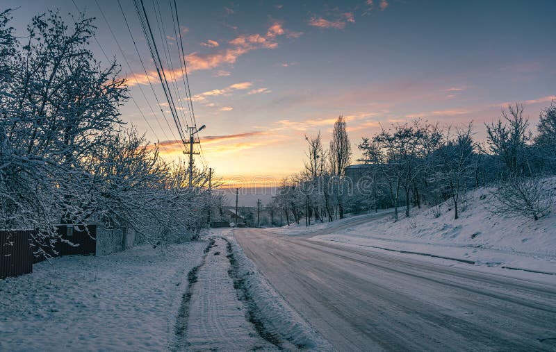 Snowy cold town stock image. Image of playgrownd, yard - 234951311