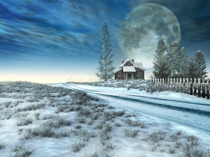 Snowy cottage stock illustration. Illustration of snow - 50508473