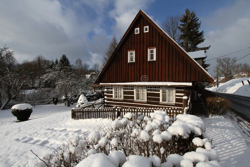Snowy cottage stock image. Image of architecture, winter - 51142077