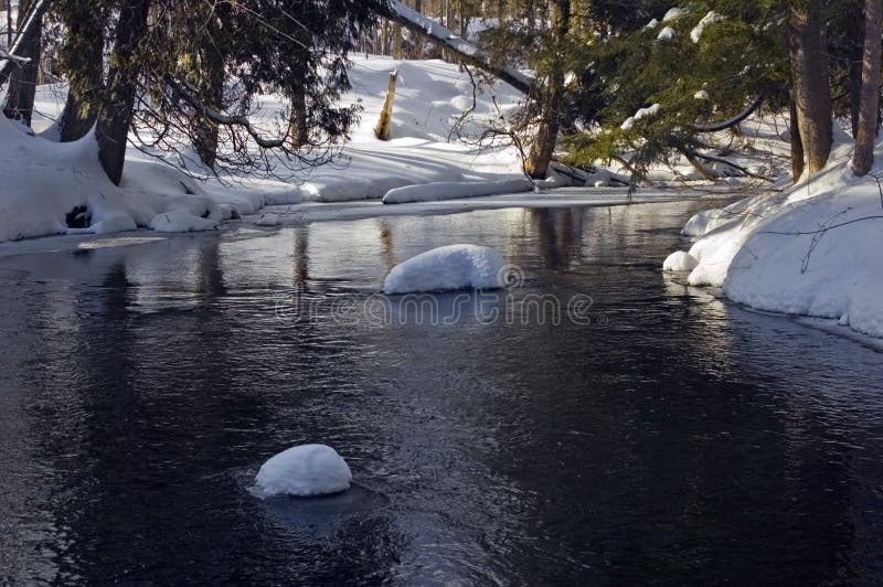 Snowy creek stock image. Image of flowing, ontario, water - 152267869