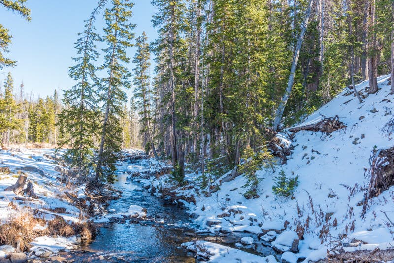 Snowy Creek stock photo. Image of painting, travel, landscape - 93886830