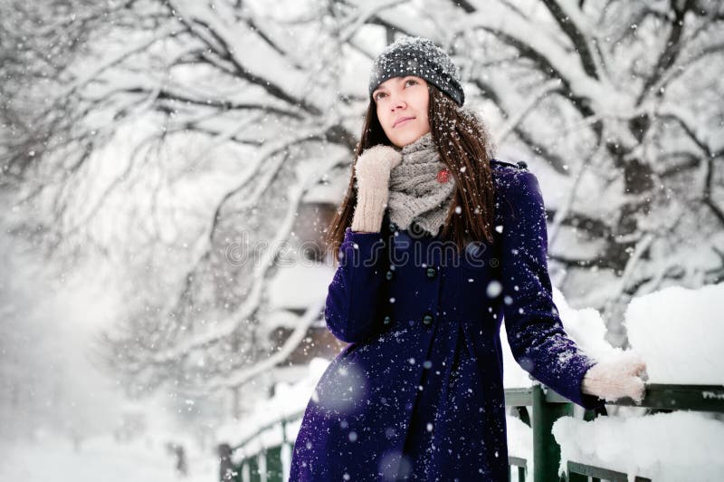 Snowy Day stock photo. Image of cheerful, season, female - 17551616