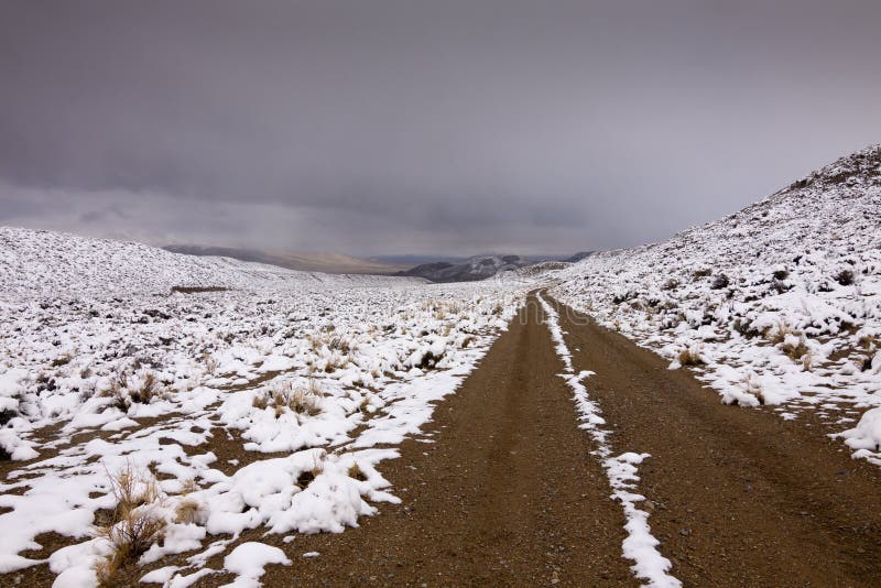 Snowy Desert Road stock image. Image of highway, byway - 27410231
